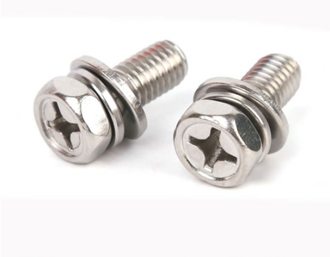 SUS304 Cross Recessed Composite Screws Hex Head Stainless Steel Screw