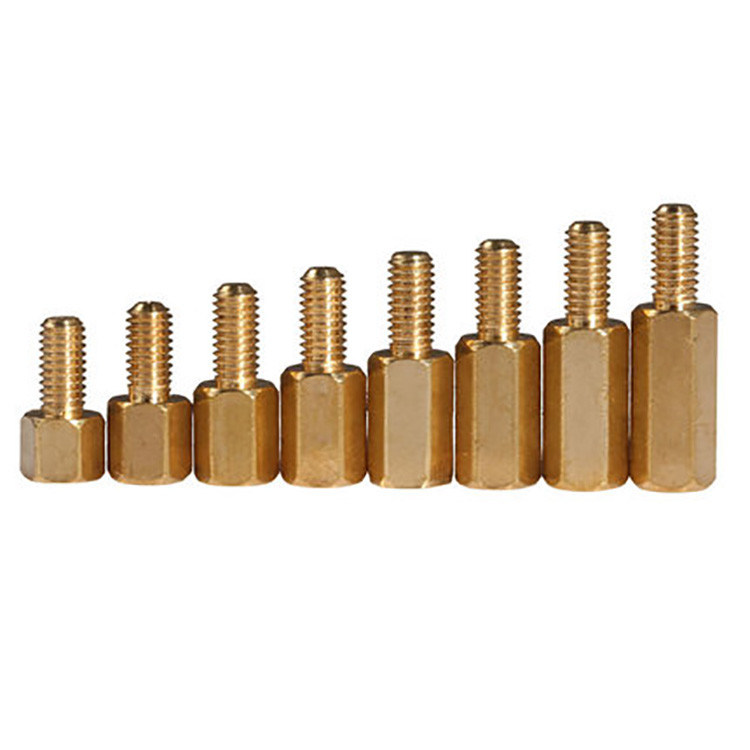 Grade4 Hexagon brass column nuts Male Female Thread Hex Nut Bolt ...