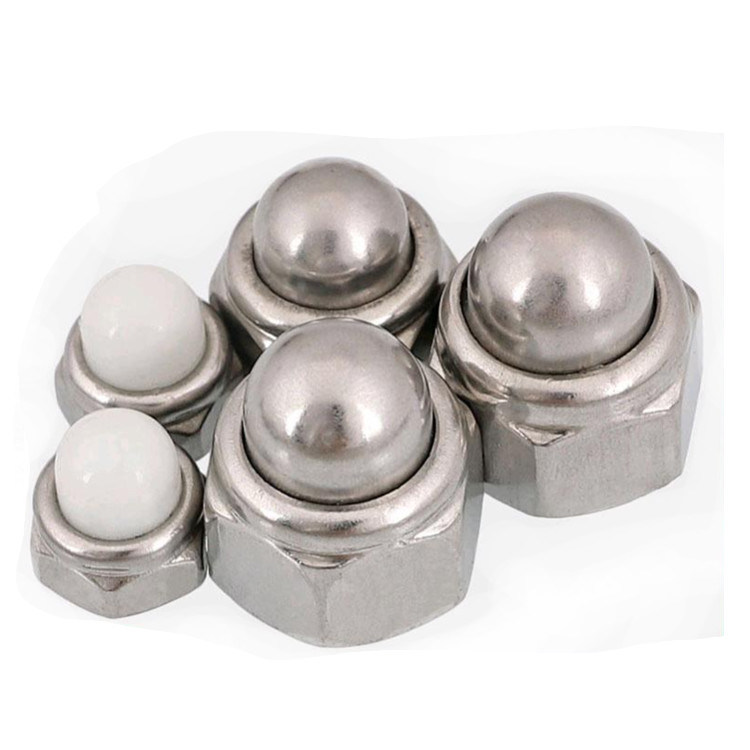 Prevailing Torque Type Hexagon Domed Cap Nuts With Nonmetallic Insert DIN 986 Self Locking Nylon ...