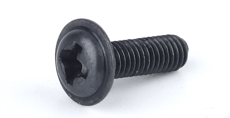 Black Oxide Alloy Steel Phillips Screw With Washer , Flanged Round Head ...