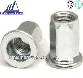 Flat Head Tubular Rivet , Inside & Outside Hexagon Threaded Insert Nuts