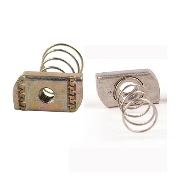 Yellow Zin Stainless Steel Channel Spring Nut Square Nut With Spring