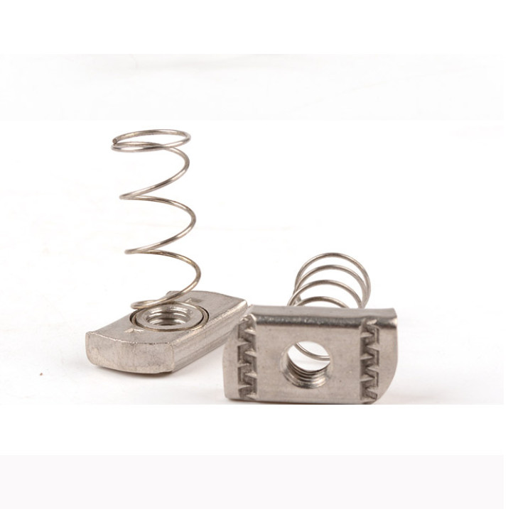 Yellow Zin Stainless Steel Channel Spring Nut Square Nut With Spring