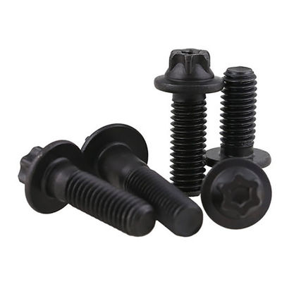 Black Coating Steel Hexagon Flange Bolts Hexalobular Head Bolts With ...
