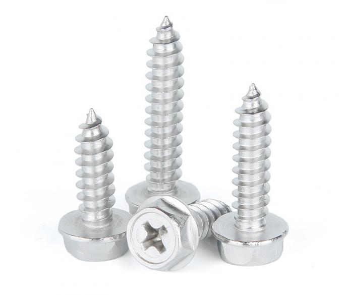Hexagon Flanged Head Metal Tapping Screws , Flanged Hex Head Pointed Screws